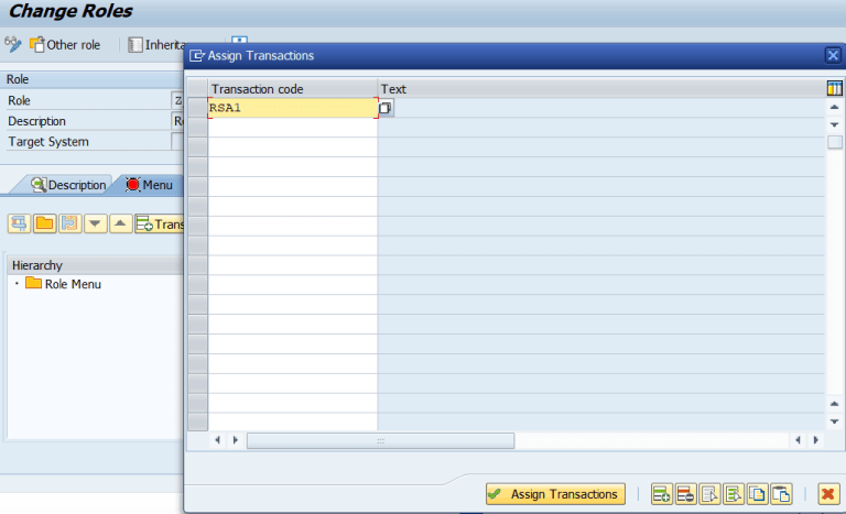PFCG – Menu Roles – SAP Authorization Universe