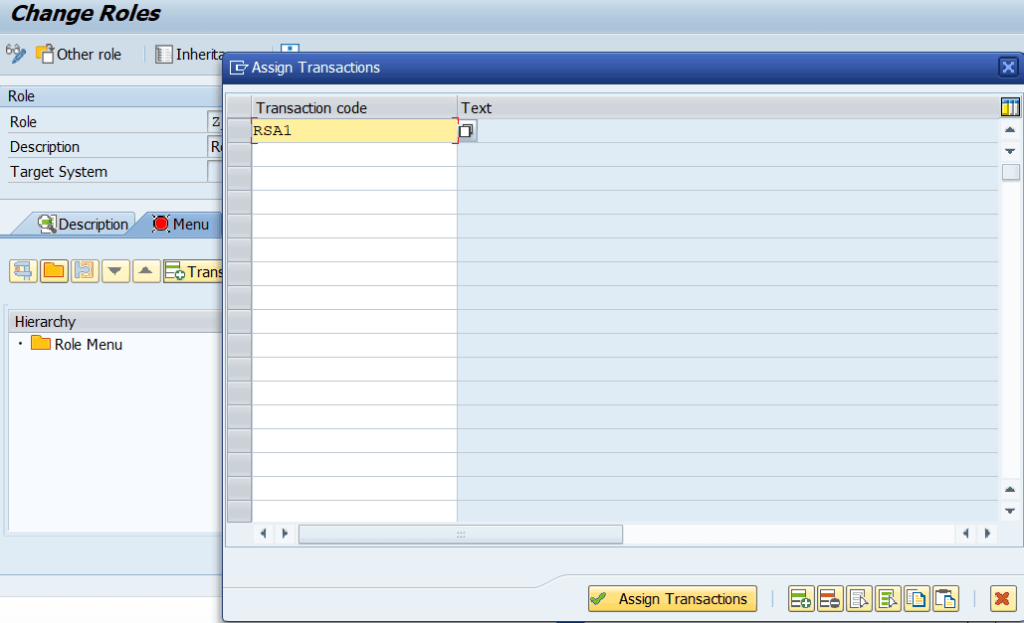 PFCG – Menu Roles – SAP Authorization Universe