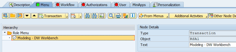 PFCG – Menu Roles – SAP Authorization Universe